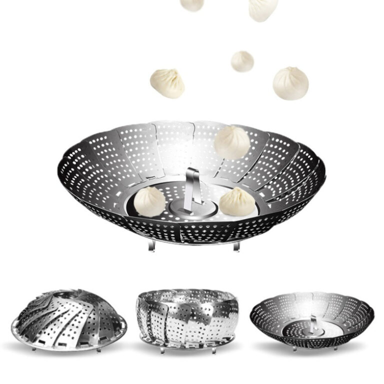 Stainless Steel Steamers Foldable Pasta Pot 3 in 1 Steaming Plate Food ...
