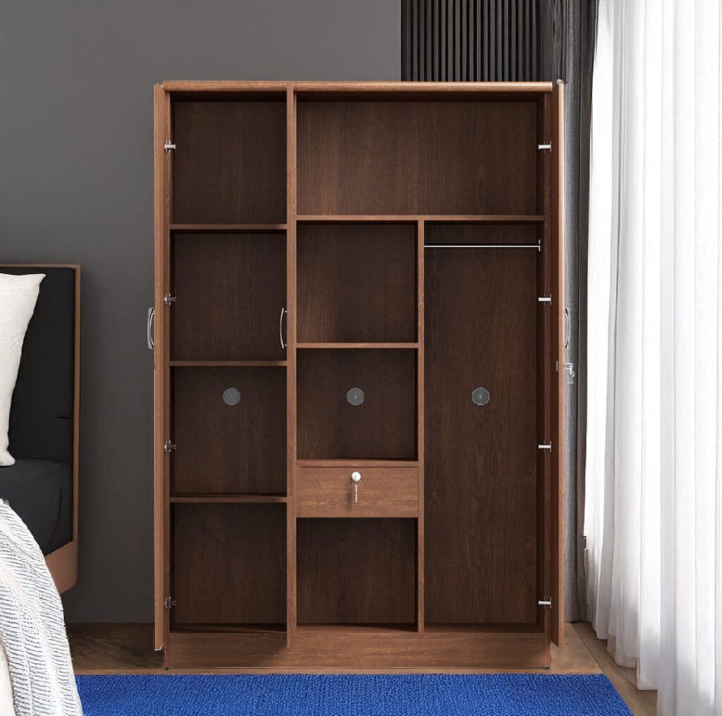 Antique Secure 3-Door Almirah – Partex MDF Laminated Board Wardrobe (72 ...